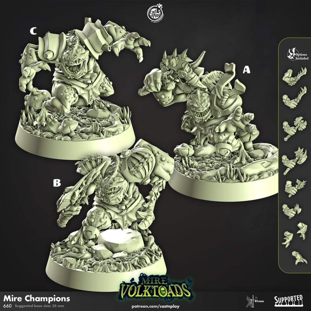 Bullywug Mire Champions Cast N Play Dnd RPG Miniatures: Mire Volktoads ...
