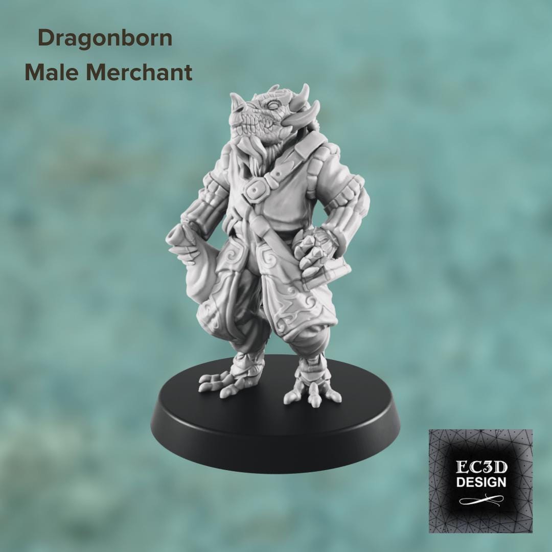 Dragonborn Male Merchant Dnd RPG Miniature - Ec3d/hero's Hoard ...