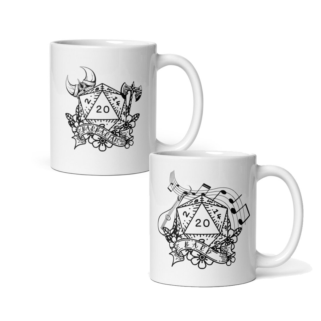 Dnd Class Ceramic Mug Tattoo Style Floral Design White Cup ideal for ...