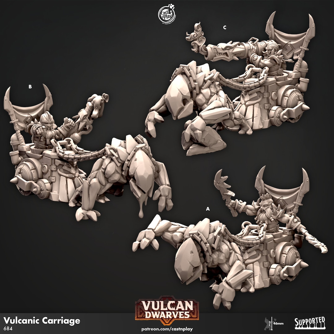Dwarven Carriage Vulcanic Carriage Cast N Play D&D RPG Miniatures ...