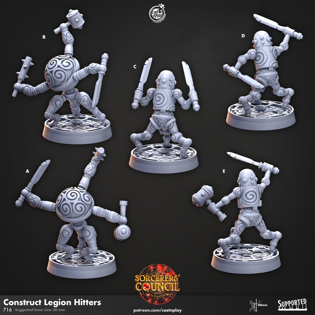 Construct Legion Hitters Cast N Play D&D RPG Miniatures: Saurus Rovers ...