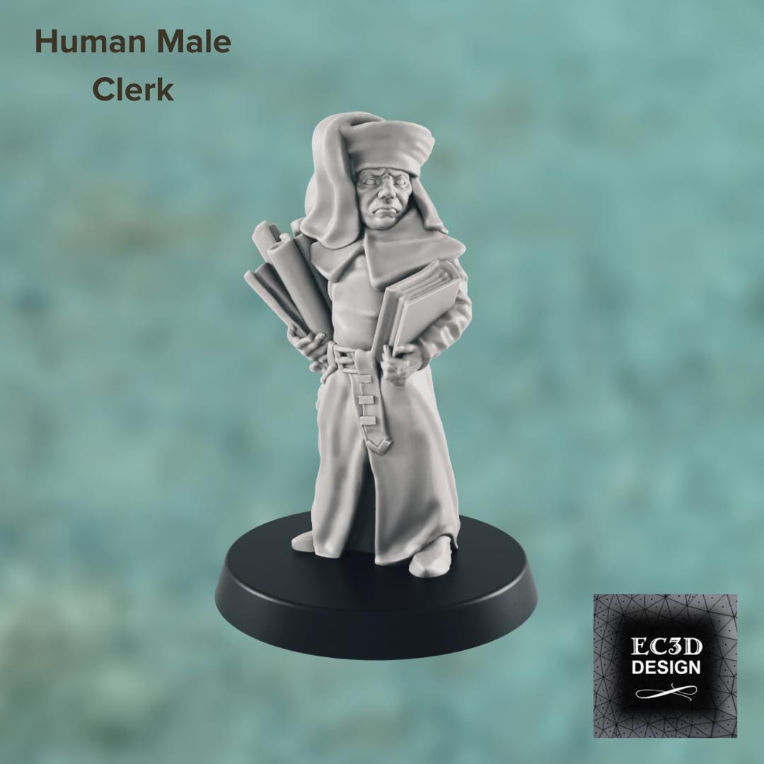 Human Male Clerk Dnd RPG Miniature - Ec3d/hero's Hoard (dungeons and ...