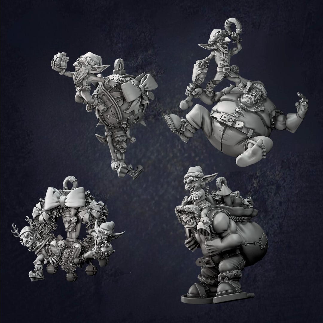 Orc and Goblin Christmas Tree Decorations D&D RPG Miniature Cast N Play ...