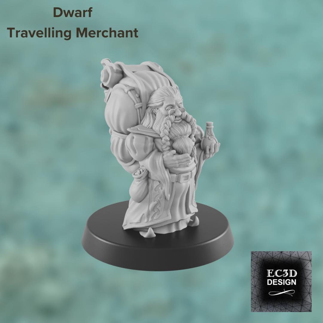 Dwarf Travelling Merchant D&D RPG Miniature - Ec3d/hero's Hoard ...