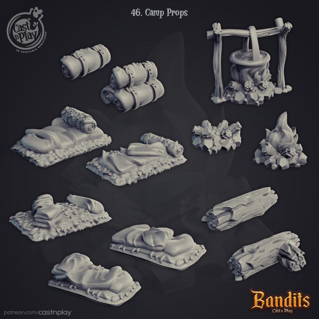 Bandit Camp Props Cast N Play D&D RPG Terrain: (dungeons and Dragons ...