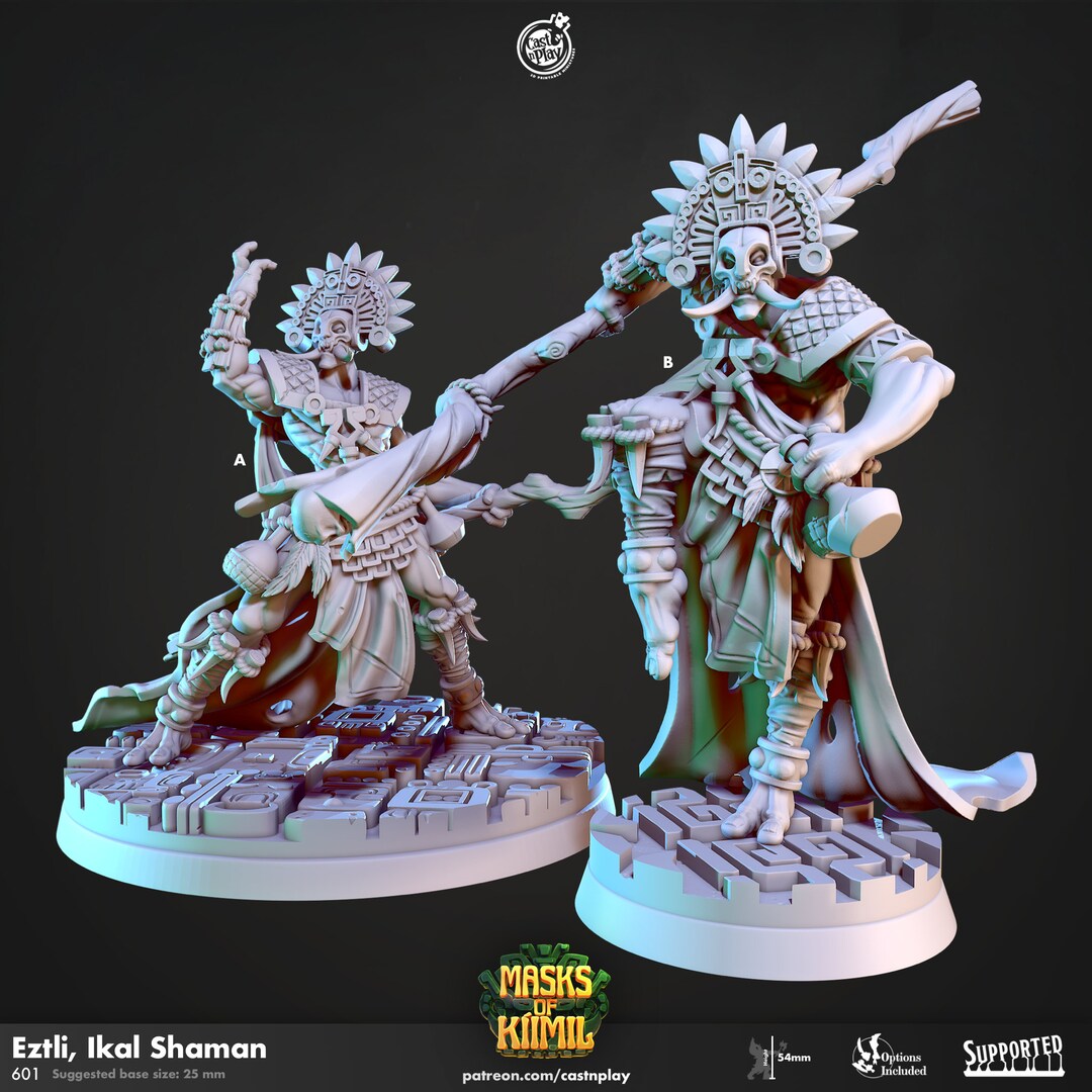 Male Human Shaman - Ikal Eztli - Cast N Play D&D RPG Miniatures: Masks ...