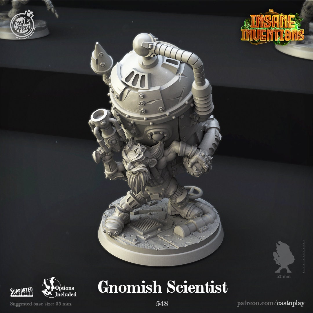 Gnome Artificer Scientist - Cast N Play D&D RPG Miniatures: Insane ...