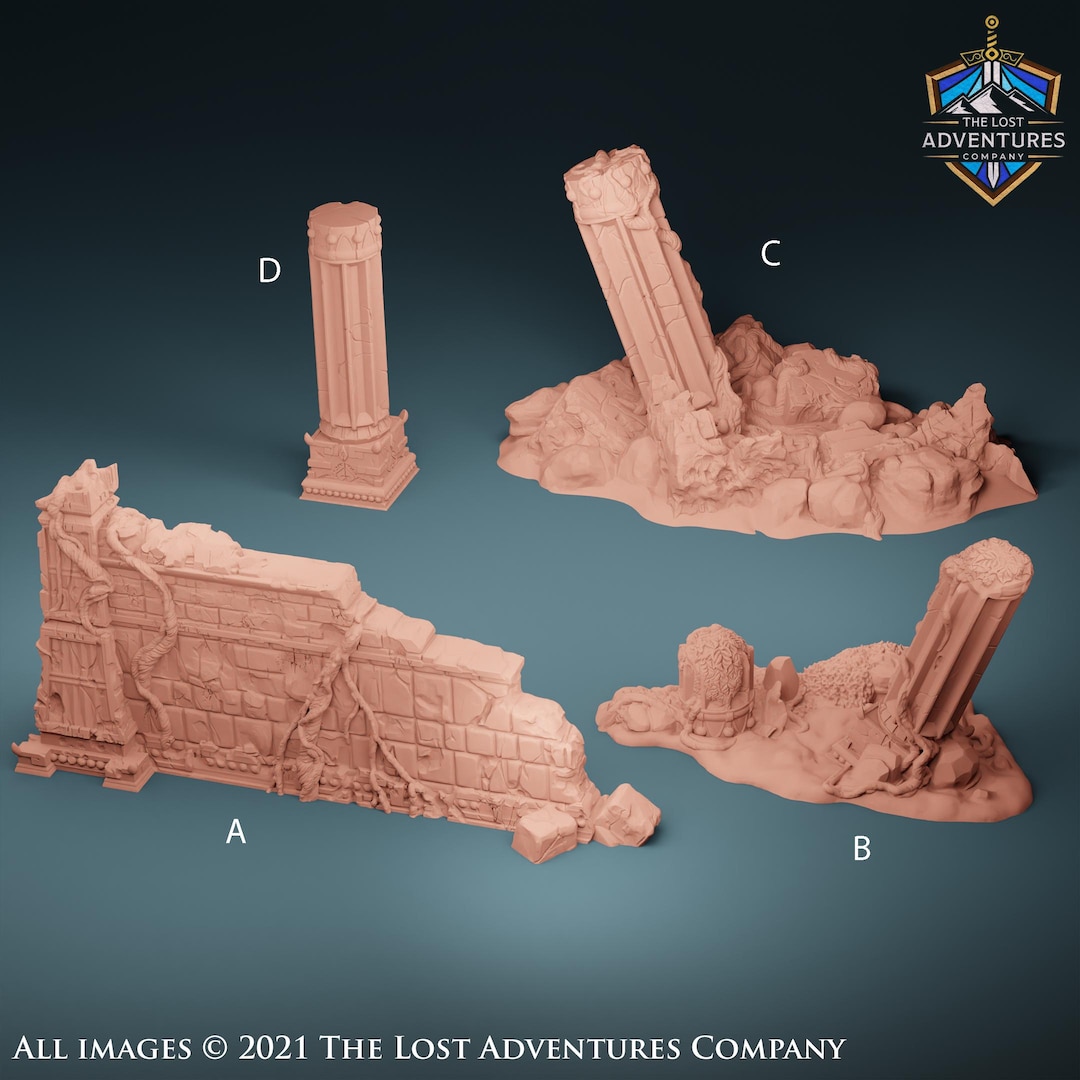 Overgrown Pillar & Walls Terrain Dnd Miniature Lost Adventures ...