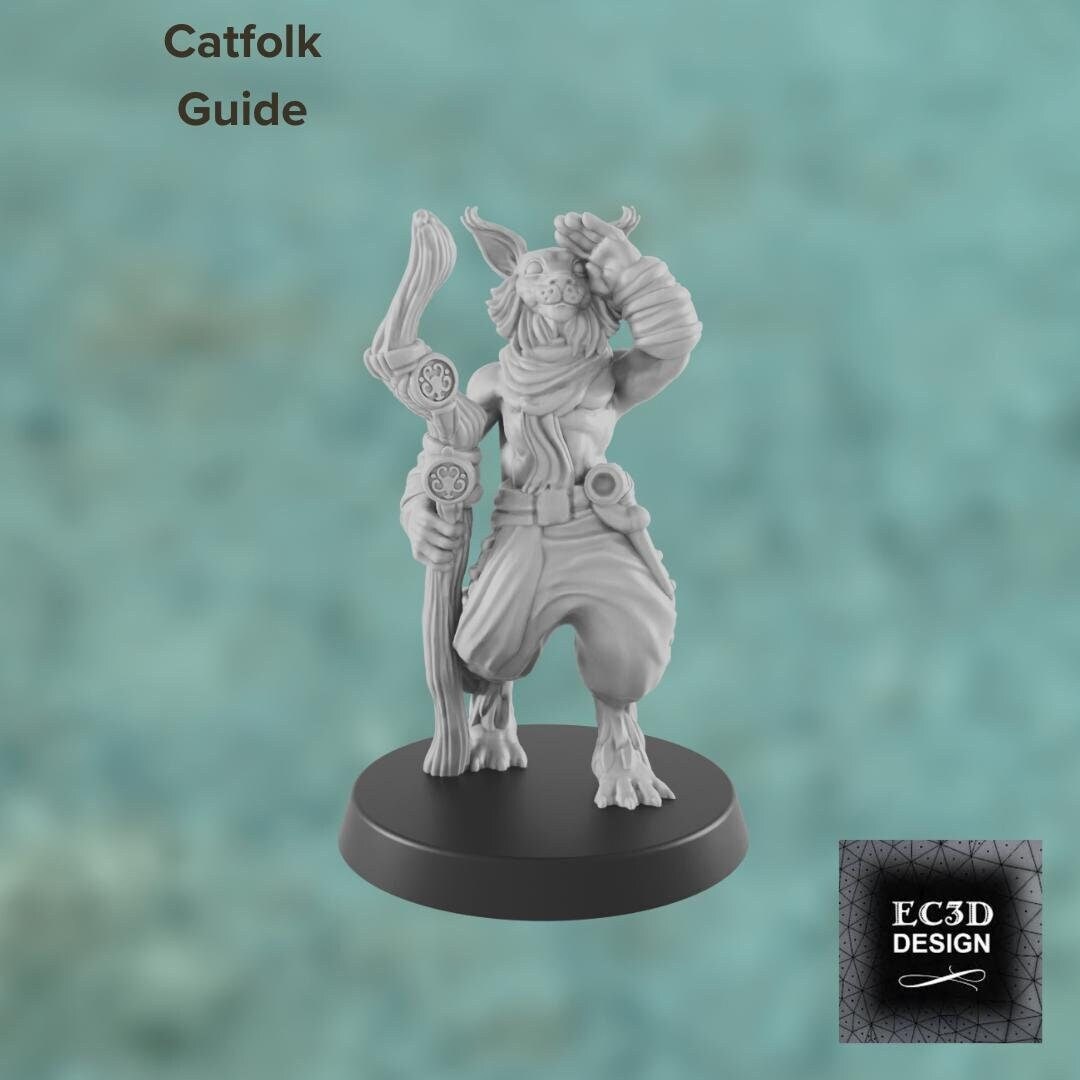 Catfolk Guide - D&D RPG Miniature -EC3D Designs - Everyday Folk ...