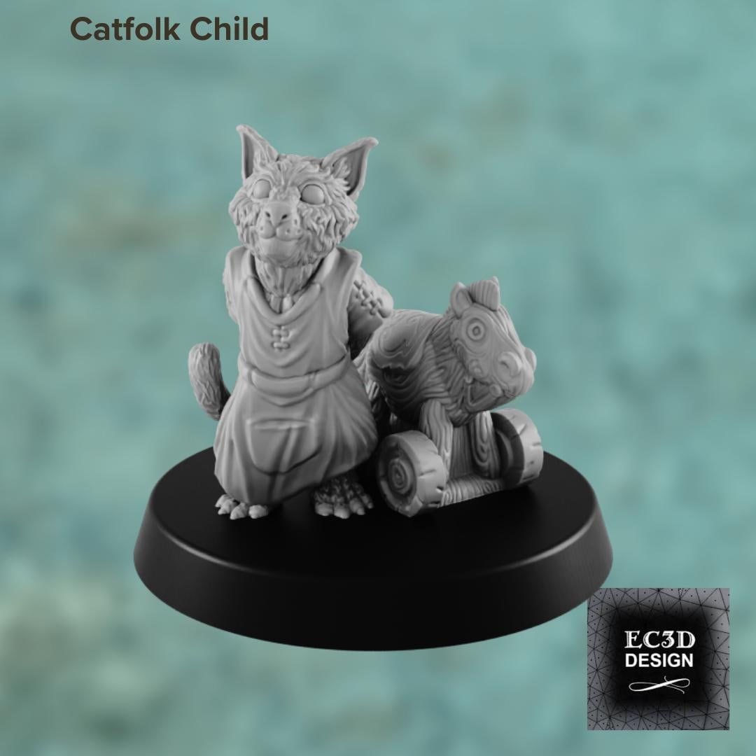 Catfolk Kid With Toy Dnd RPG Miniature - Ec3d/hero's Hoard (dungeons ...