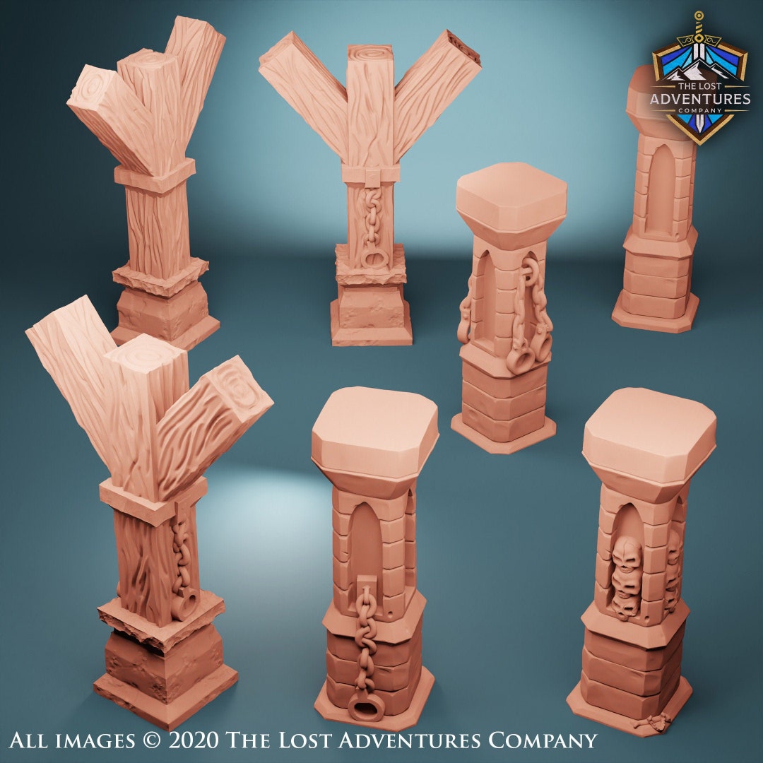 Wood & Stone Pillars Dnd RPG Terrain Lost Adventures (dungeons and ...