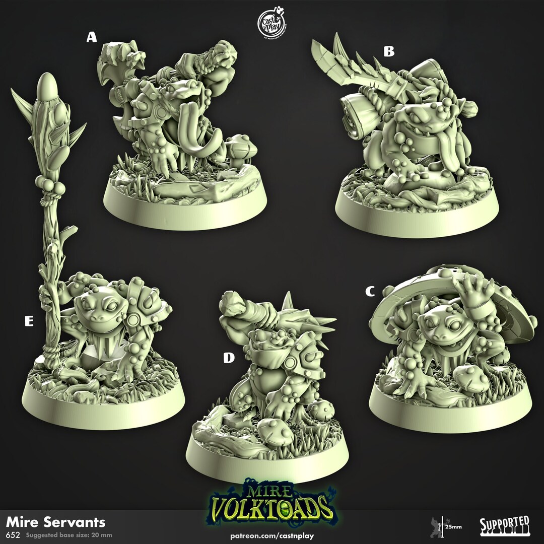 Bullywug Mire Servants Cast N Play D&D RPG Miniatures: Mire Volktoads ...