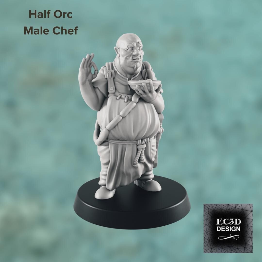 Half Orc Male Chef Dnd RPG Miniature - Ec3d/hero's Hoard (dungeons and ...