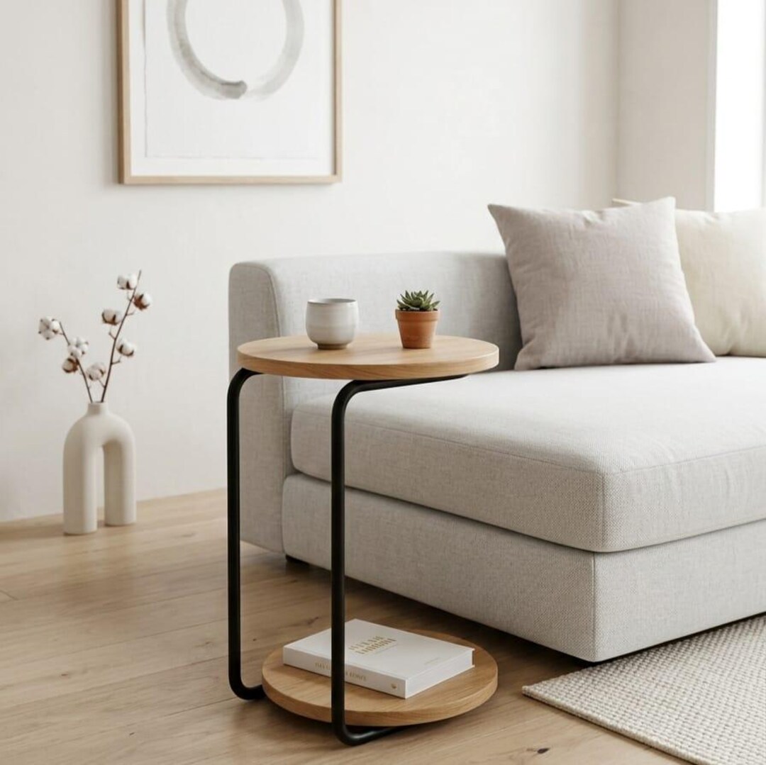 Rolling C Table | Modern Black End Table on Wheels - Etsy