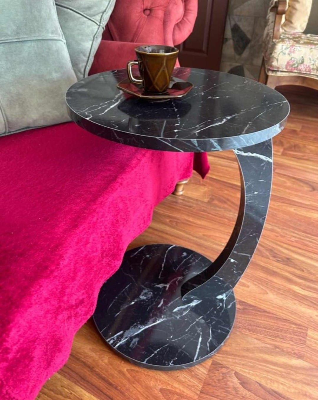 Rolling C Table: Modern Sofa Side Table, Compact Desk - Etsy