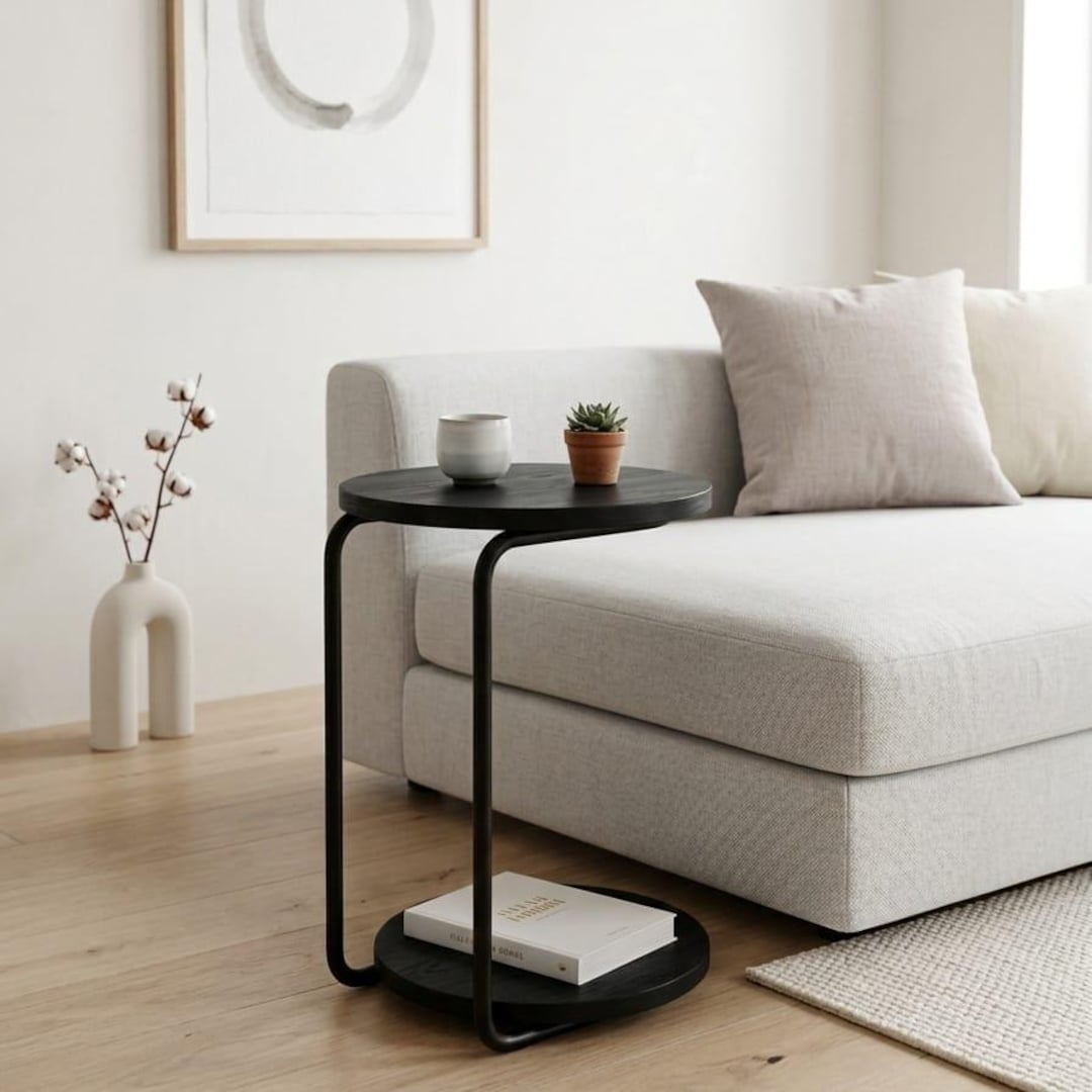 Rolling Round C Table, Modern Sofa Side, Space-saving Coffee - Etsy