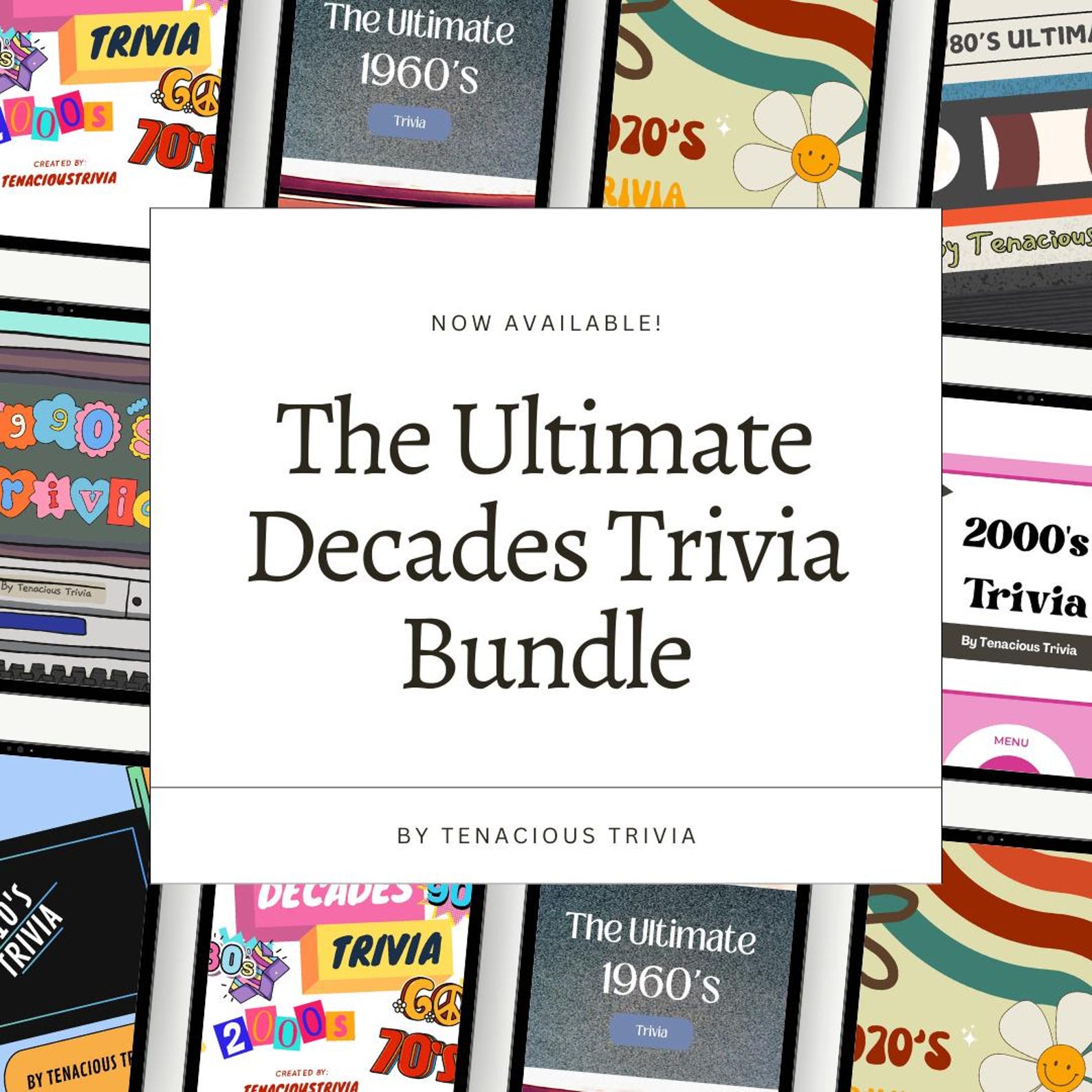 Decades Trivia Bundle Instant Download Includes All 7 Decade Themed ...