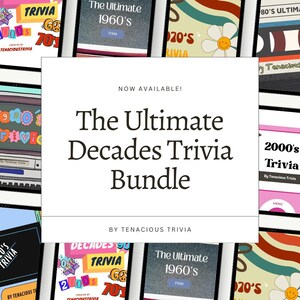 Decades Trivia Bundle Instant Download Includes All 7 Decade Themed ...