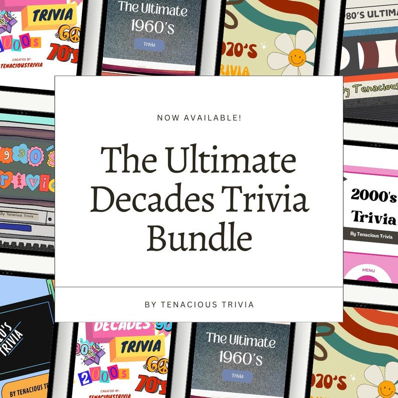 Decades Trivia Bundle Instant Download Includes All 7 Decade Themed ...