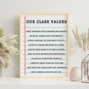 Class Rules Download, Classroom Values Printable, Middle School Class ...