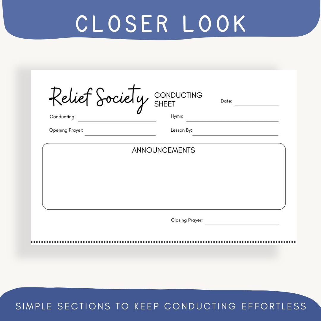 Relief Society Conducting Sheet, LDS Relief Society Conducting Outline ...