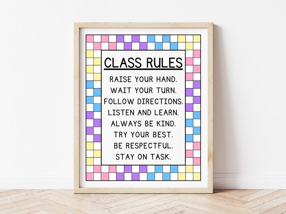 Classroom Rules Digital Download, Class Rules, Retro Classroom Rules ...
