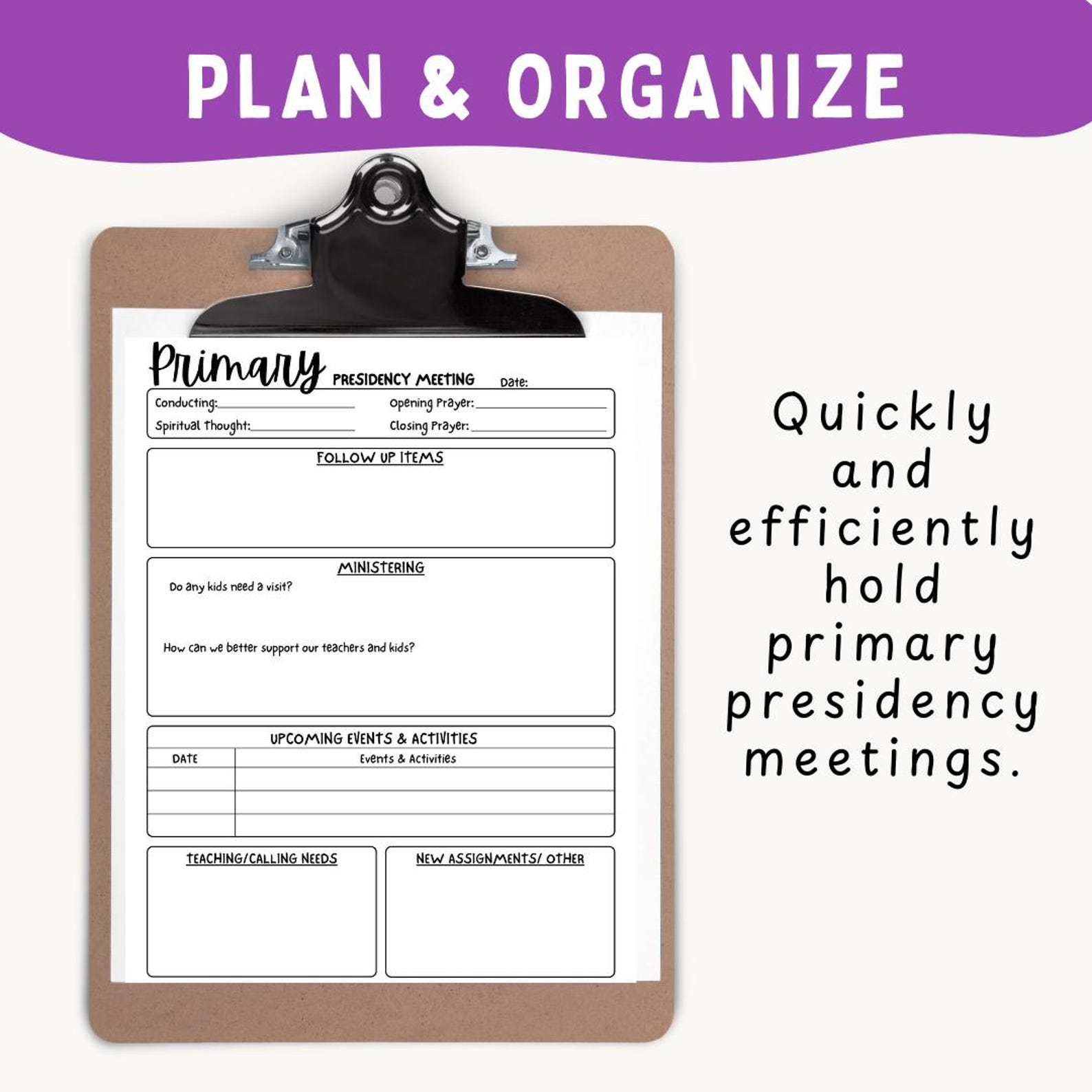 Primary Conducting Outline, Primary Presidency Meeting Agenda and ...