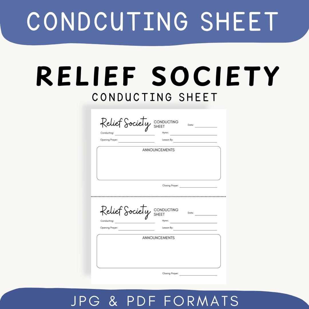 Relief Society Conducting Sheet, LDS Relief Society Conducting Outline ...