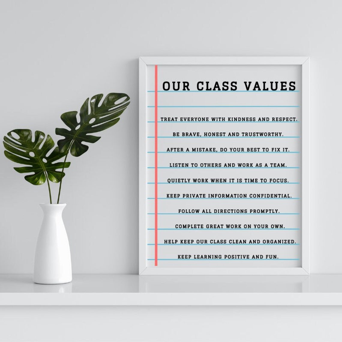 Class Rules Download, Classroom Values Printable, Middle School Class ...