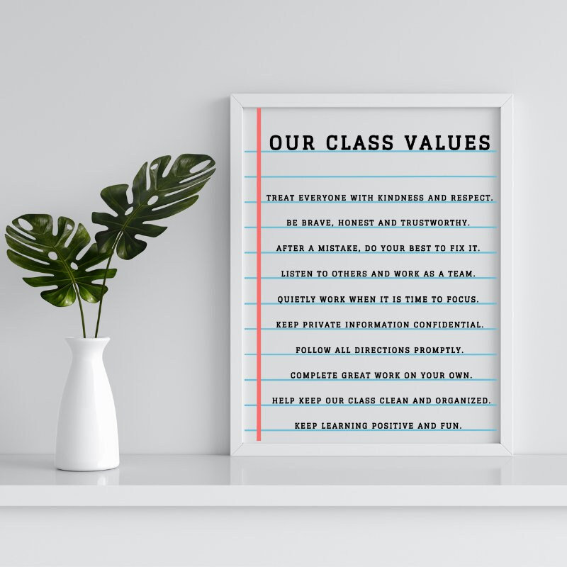 Class Rules Download, Classroom Values Printable, Middle School Class ...
