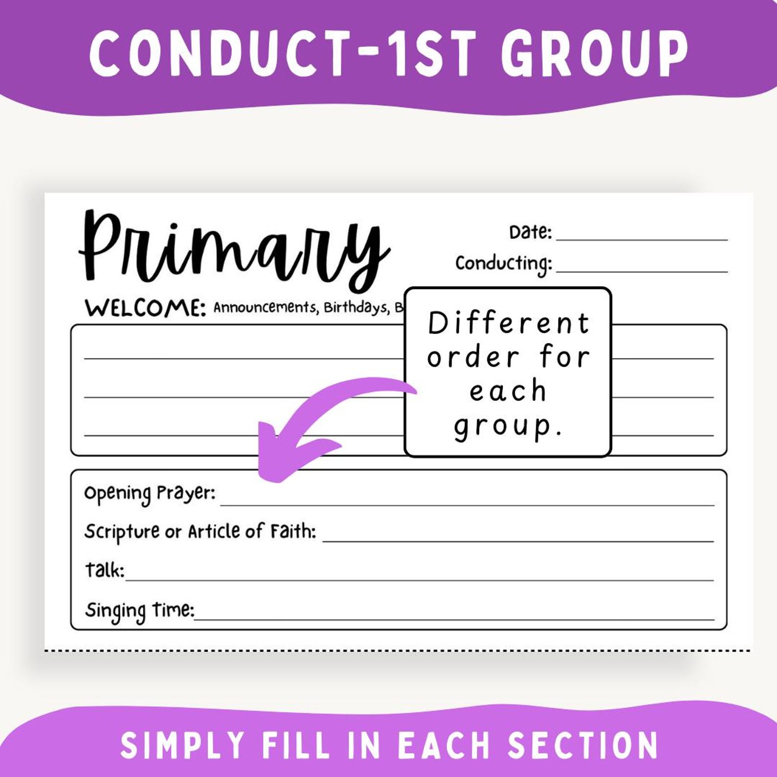 Primary Conducting Outline, Primary Presidency Meeting Agenda and ...