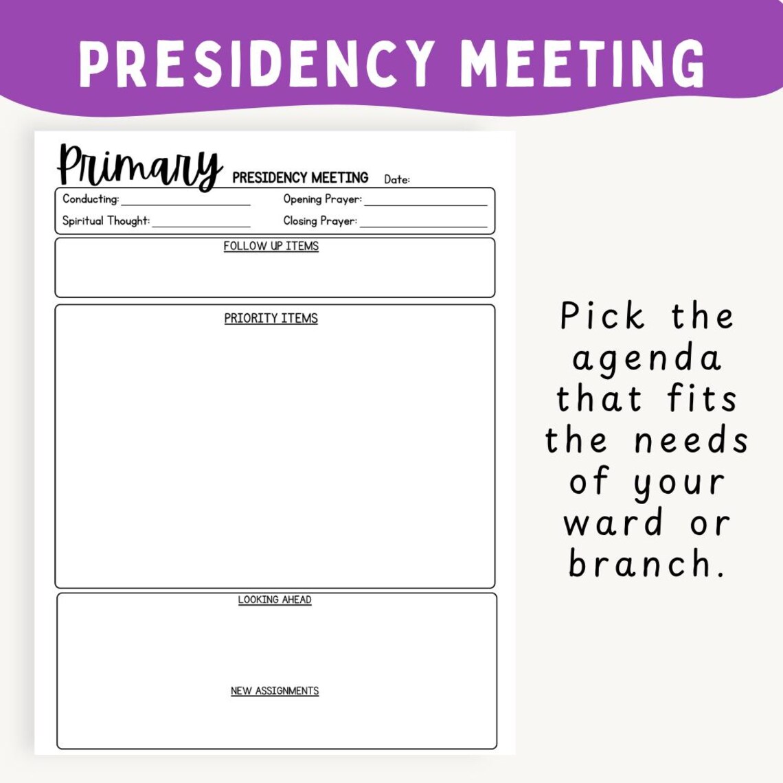 Primary Conducting Outline, Primary Presidency Meeting Agenda and ...