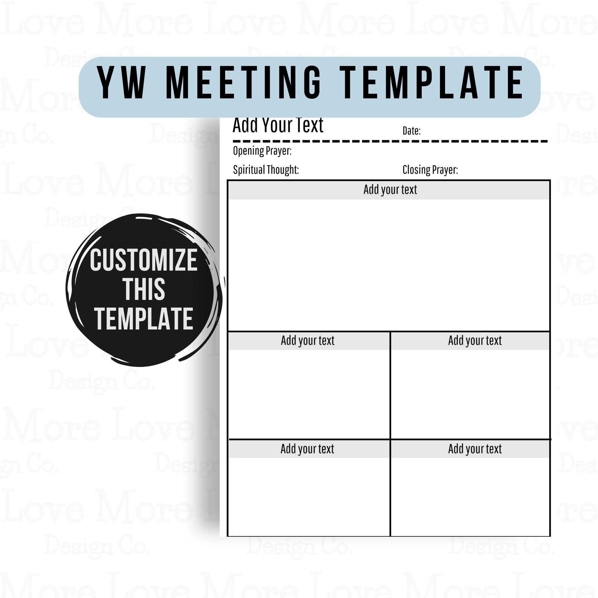 Editable YW Meeting Agenda, LDS Young Womens Class Meeting, Young Women ...
