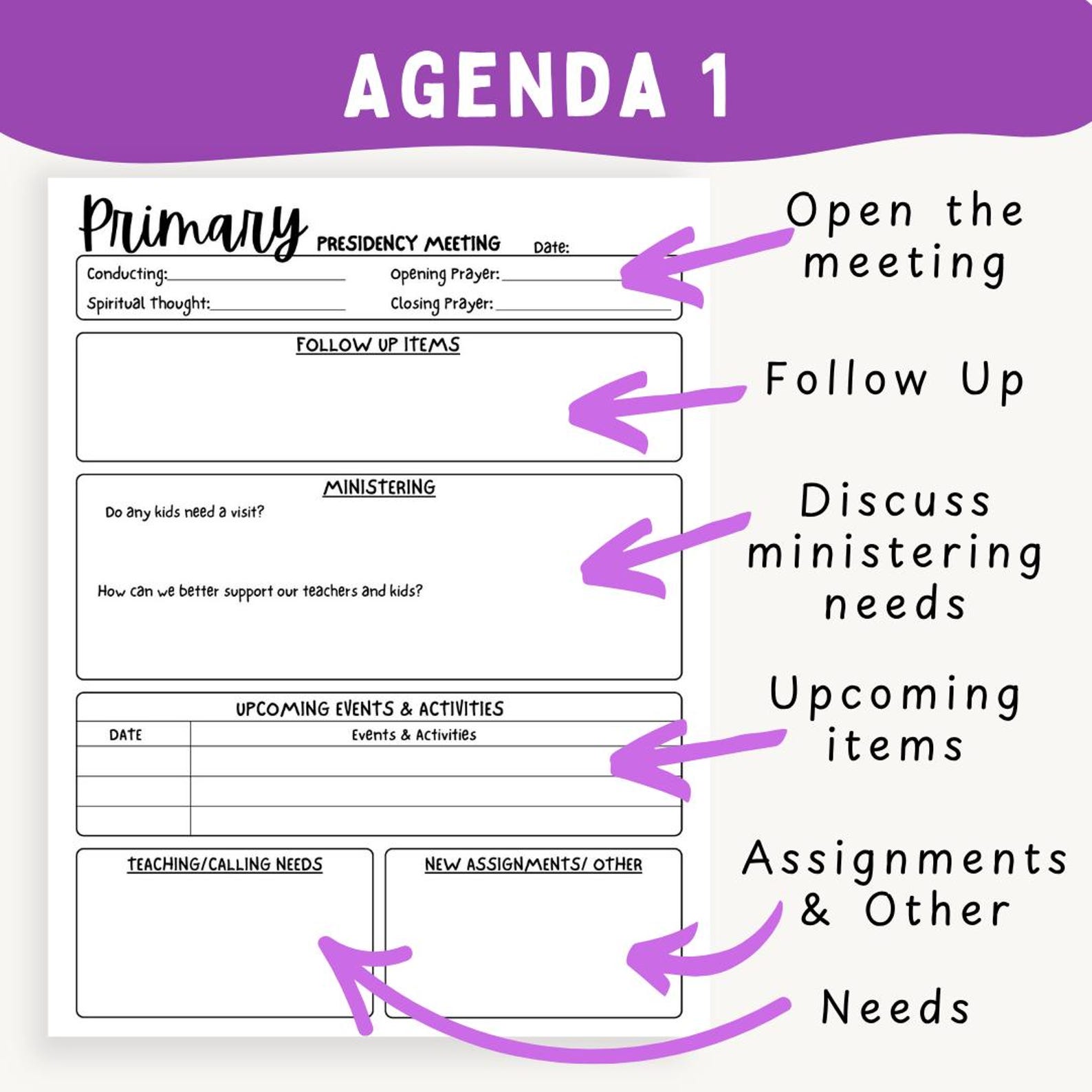 Primary Conducting Outline, Primary Presidency Meeting Agenda and ...