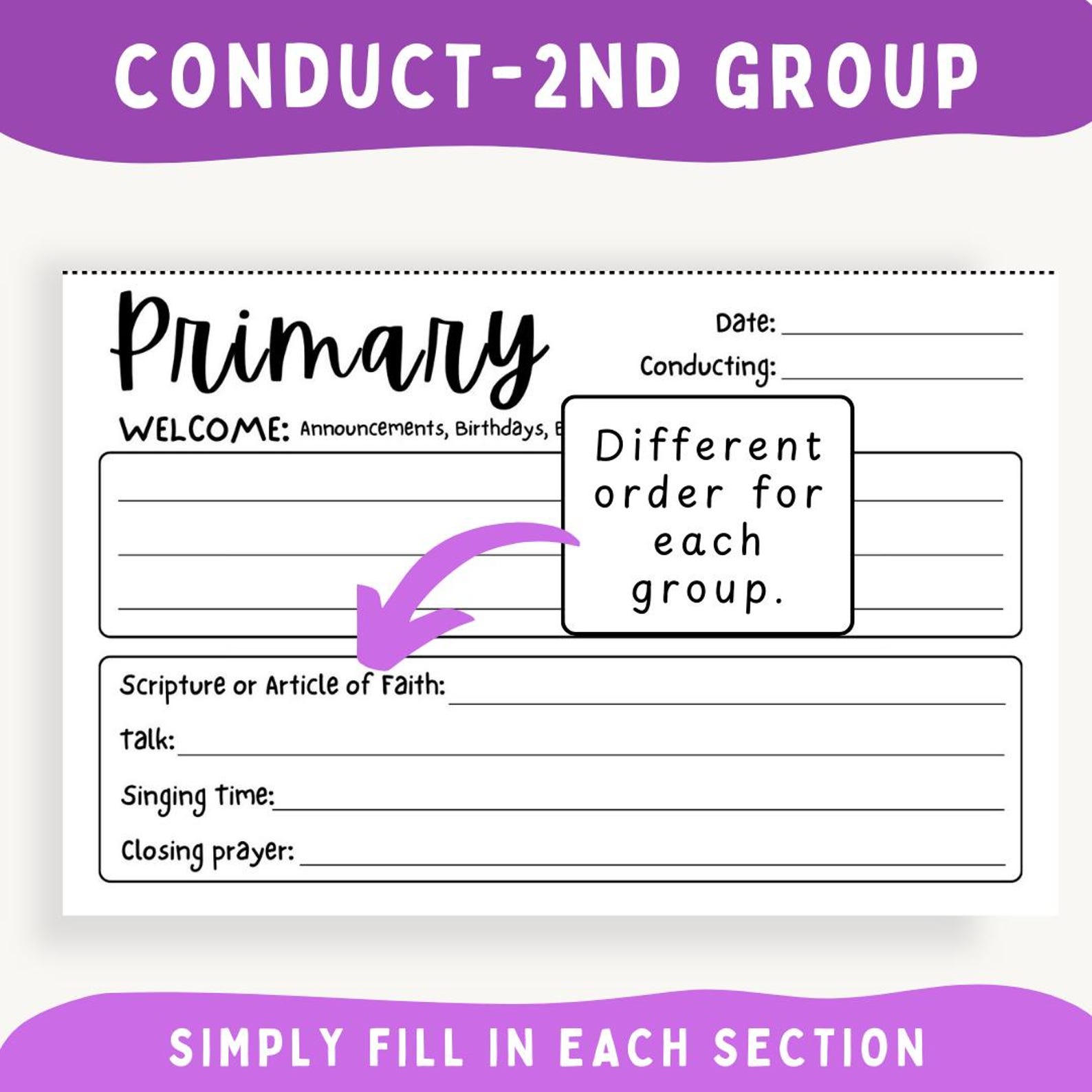Primary Conducting Outline, Primary Presidency Meeting Agenda and ...