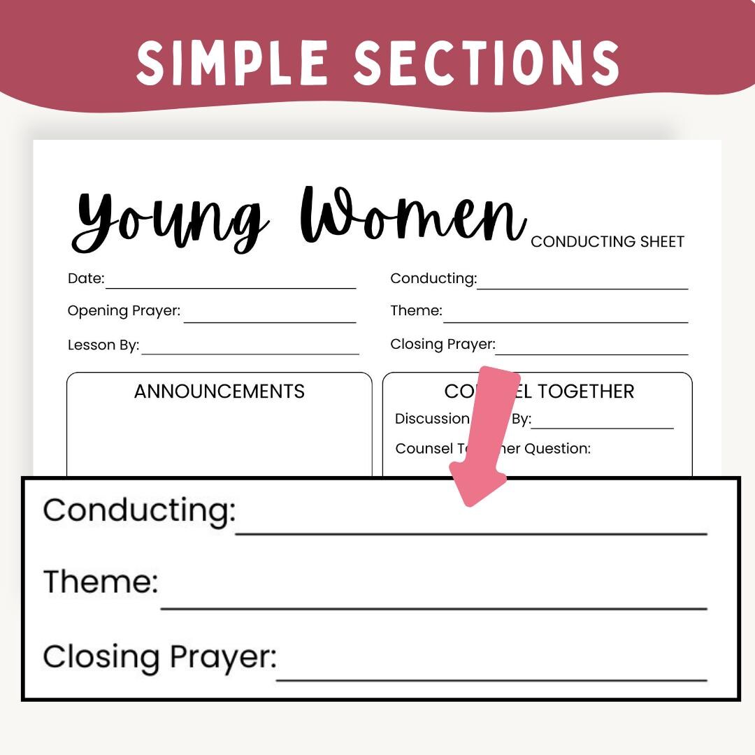 Young Women's Conducting Sheet, LDS Young Women Class Conducting, 2025 ...
