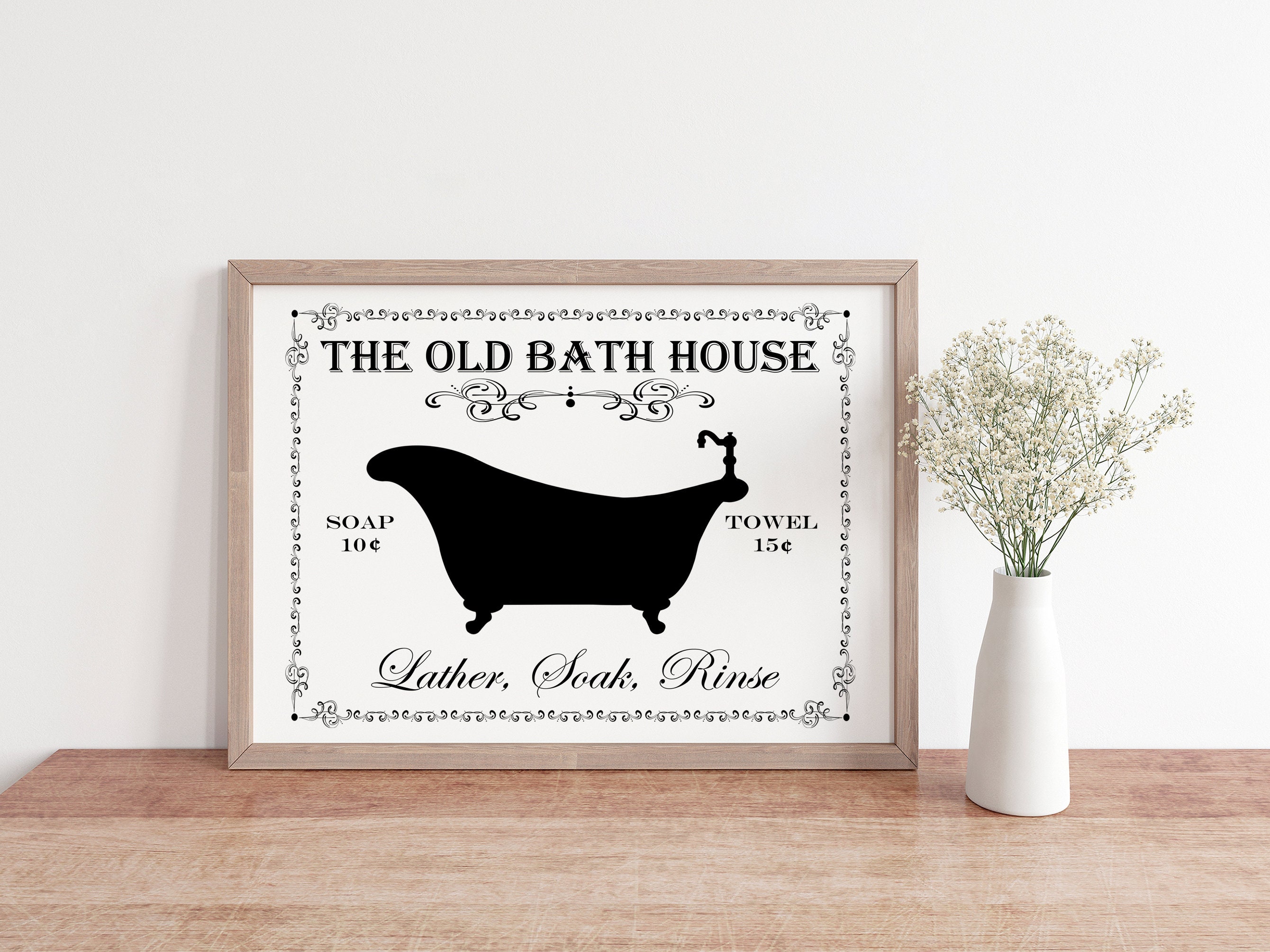 Vintage Bathroom Sign, Powder Room Sign, Vintage Restroom Sign, Bath ...
