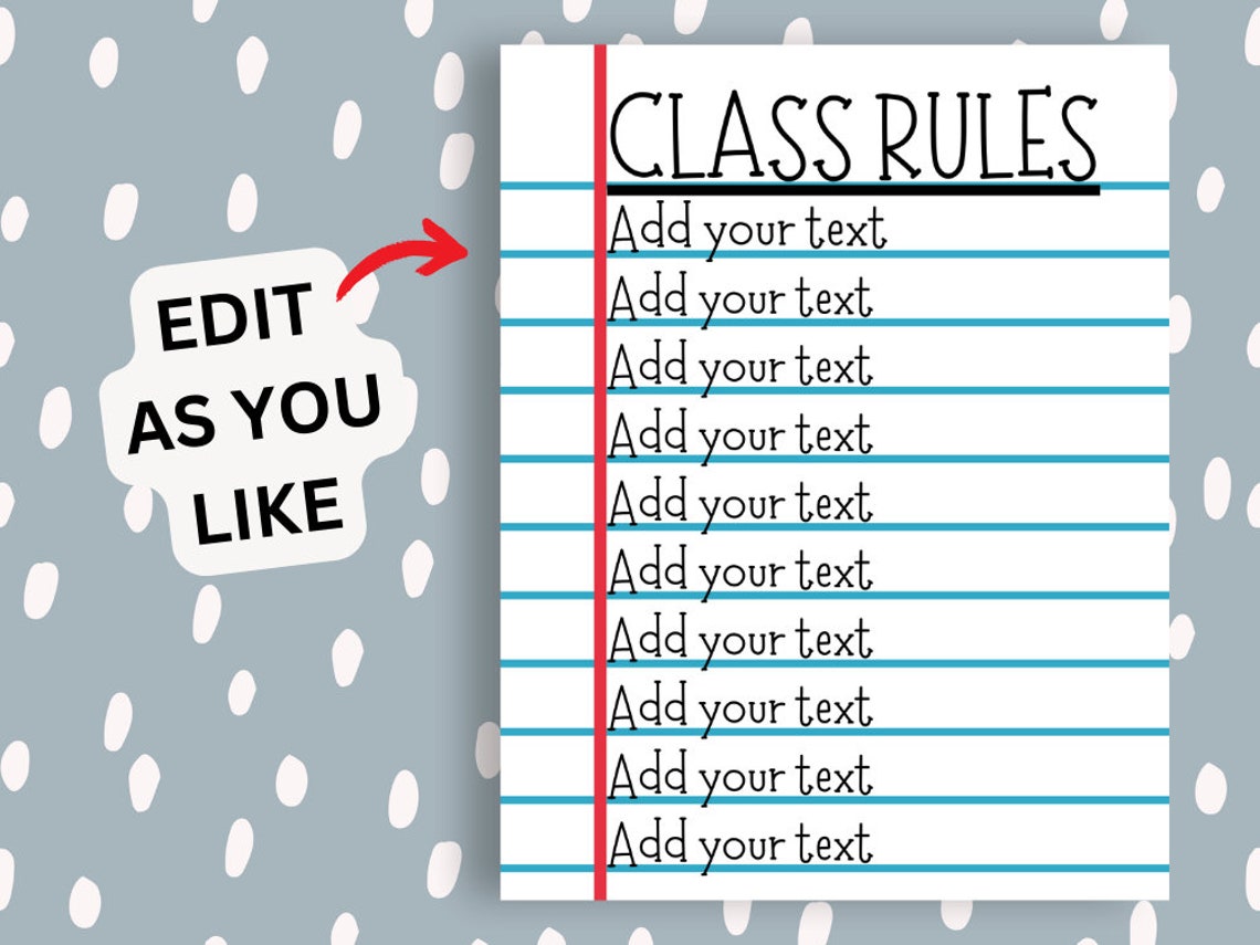 Custom Class Rules Template, Editable Class Rules, Custom Class Rules ...