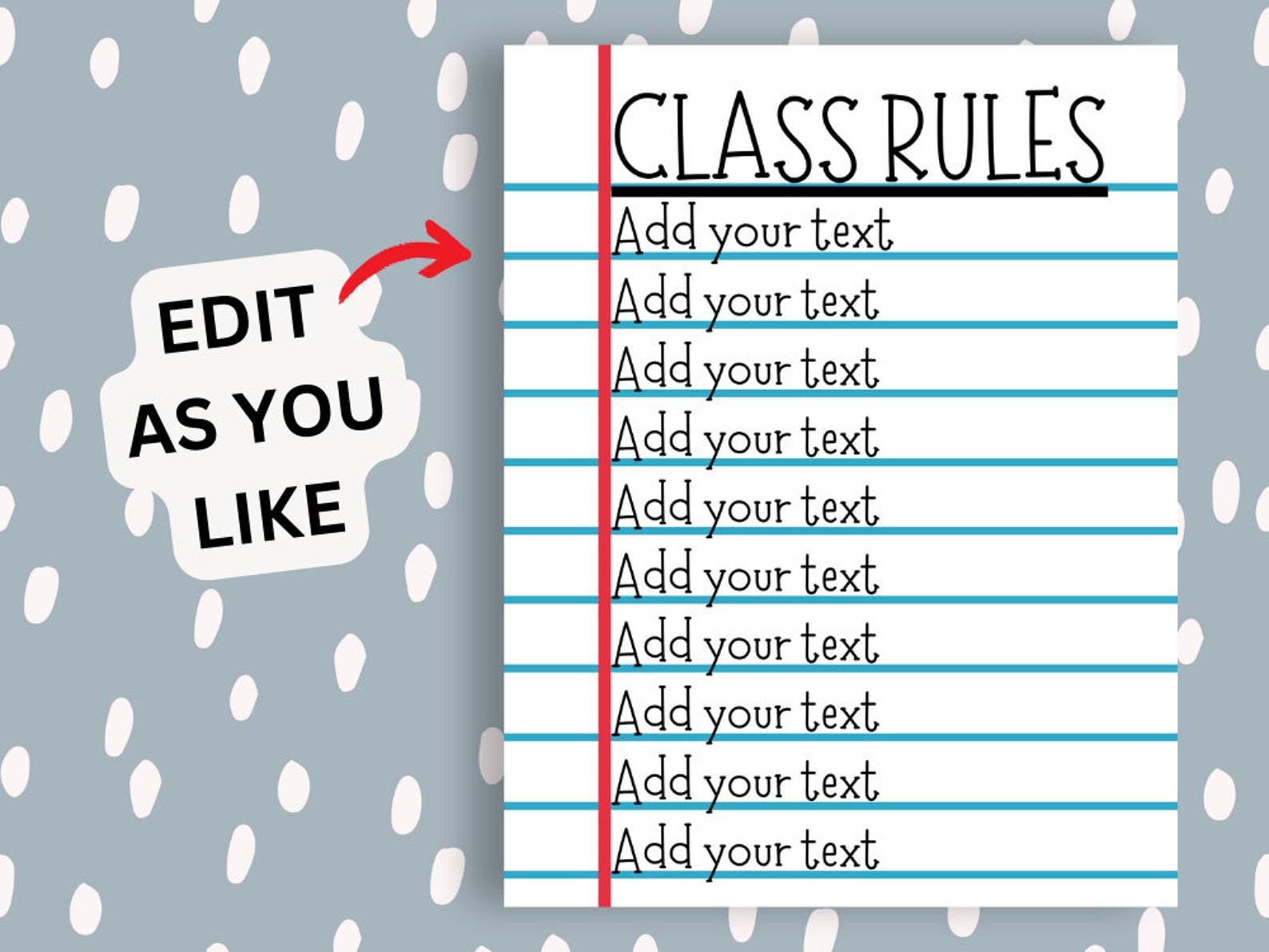 Custom Class Rules Template, Editable Class Rules, Custom Class Rules ...