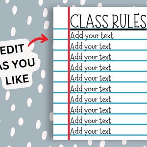Custom Class Rules Template, Editable Class Rules, Custom Class Rules ...