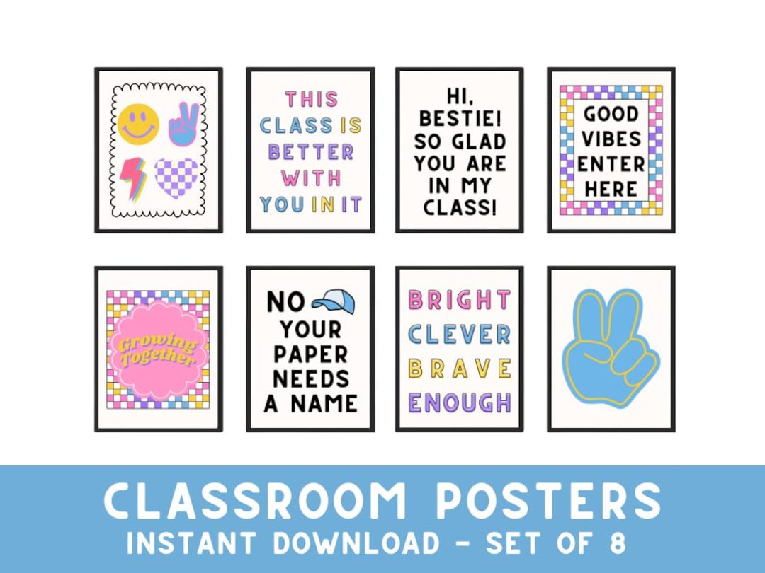 Classroom Posters Bundle, Bulletin Board Set, Trendy Classroom Posters ...