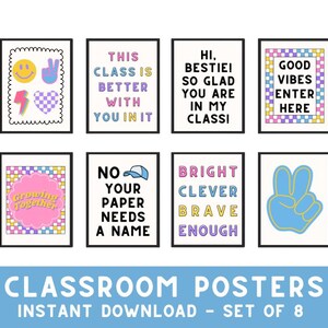Classroom Posters Bundle, Bulletin Board Set, Trendy Classroom Posters ...