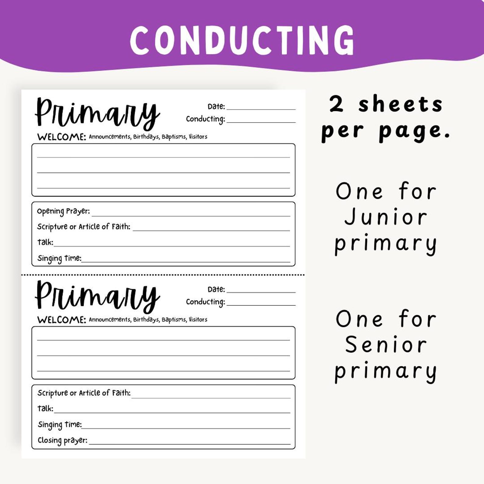 Primary Conducting Outline, Primary Presidency Meeting Agenda and ...