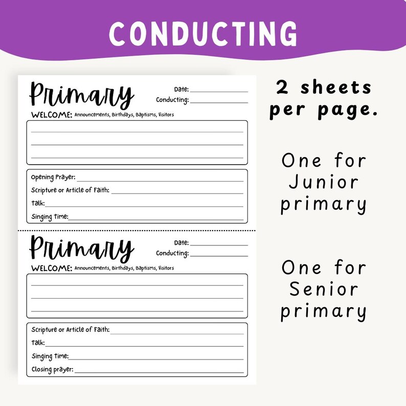 Primary Conducting Outline, Primary Presidency Meeting Agenda and ...