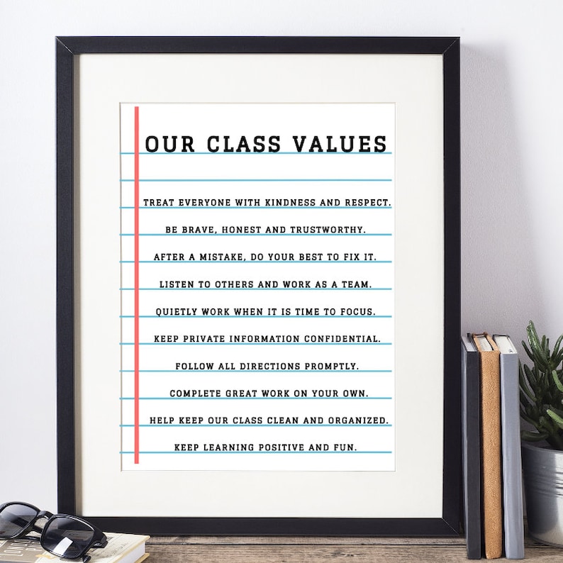 Class Rules Download, Classroom Values Printable, Middle School Class ...
