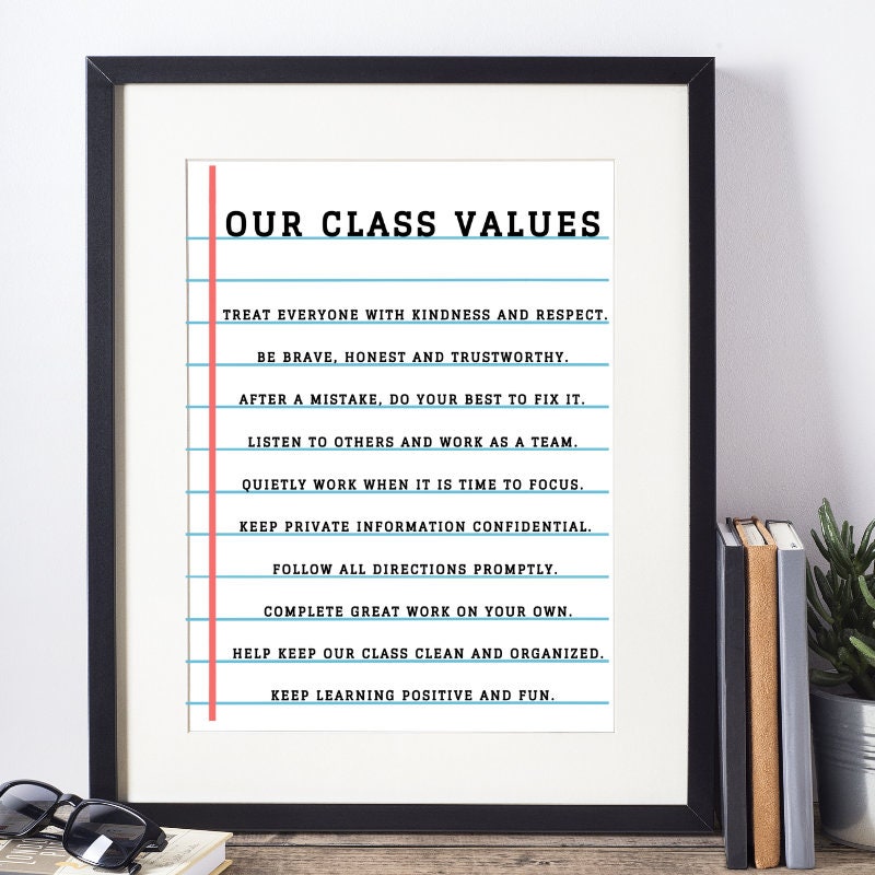 Class Rules Download, Classroom Values Printable, Middle School Class ...