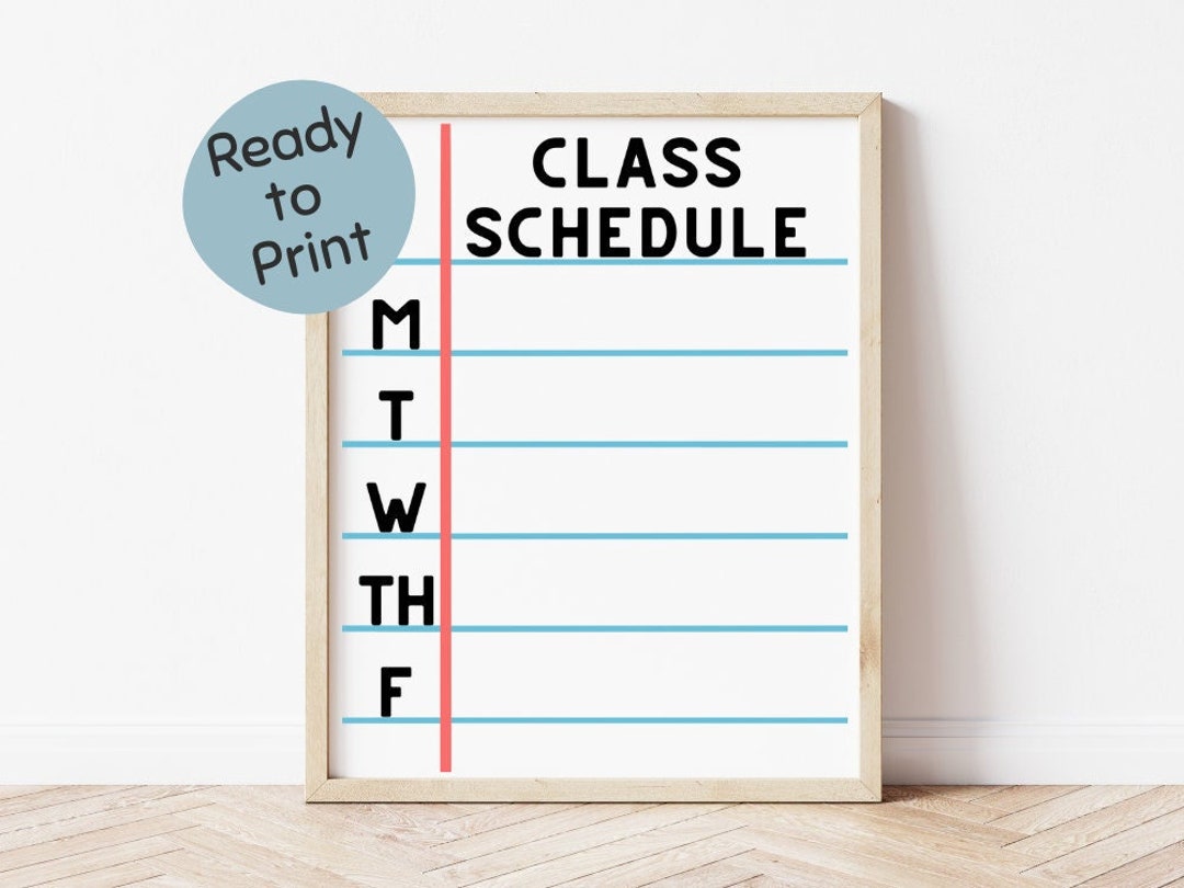 Class Schedule, Classroom Schedule Printable, School Planner, Student ...