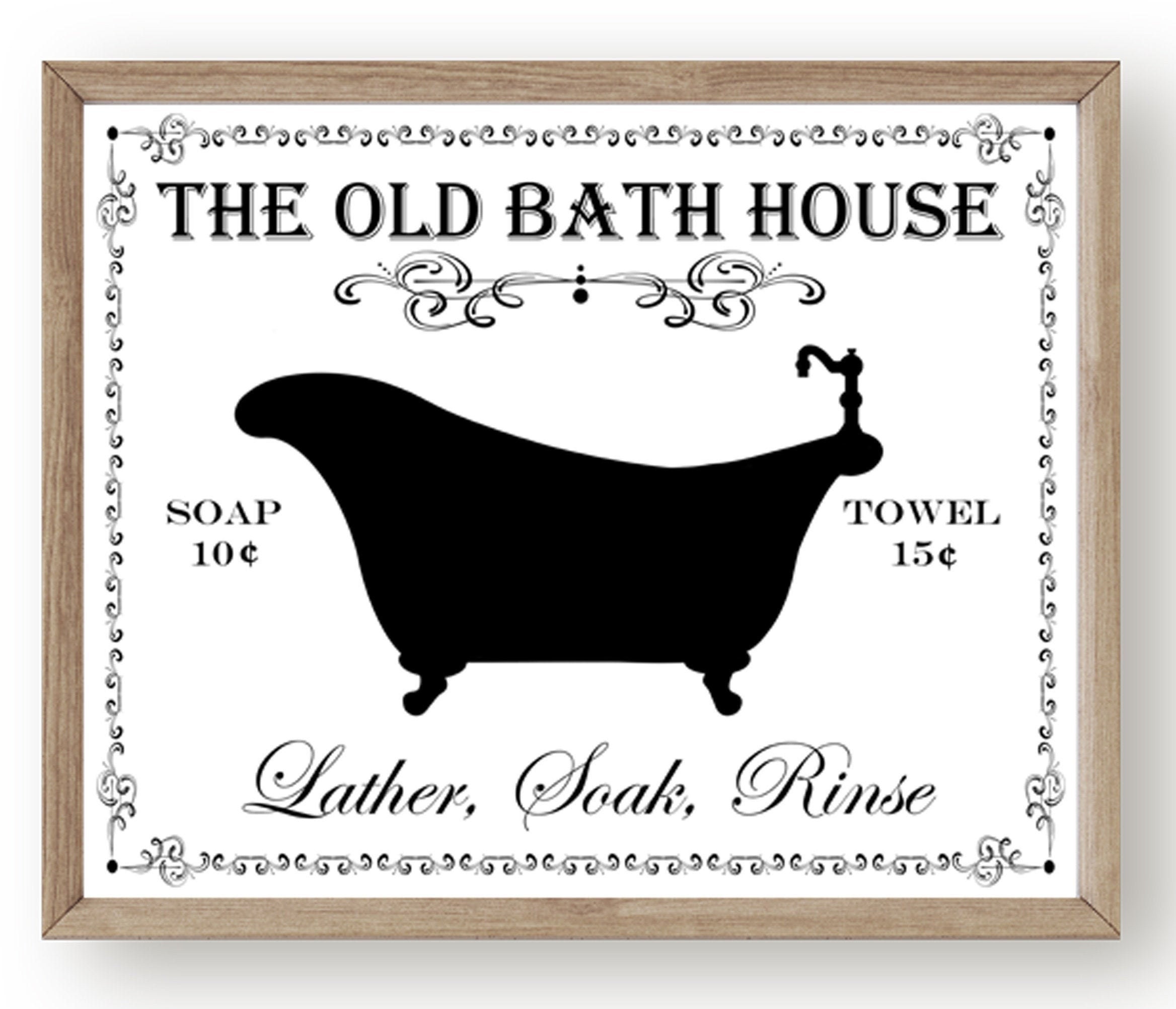 Vintage Bathroom Sign, Powder Room Sign, Vintage Restroom Sign, Bath ...