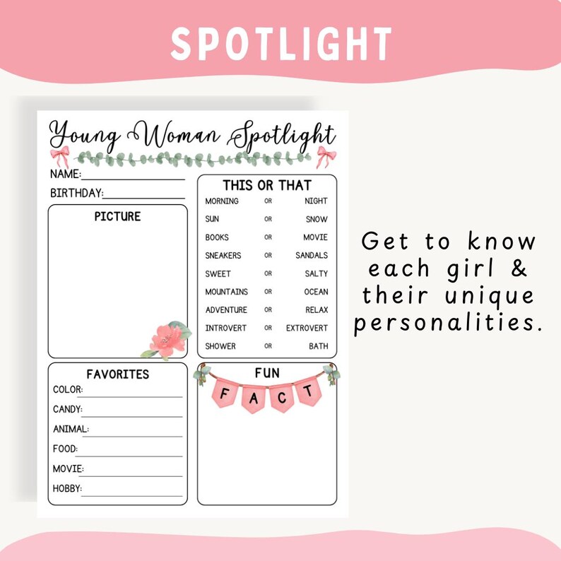 LDS Young Women's Spotlight, YW Spotlight, YW Get to Know You, Get to ...