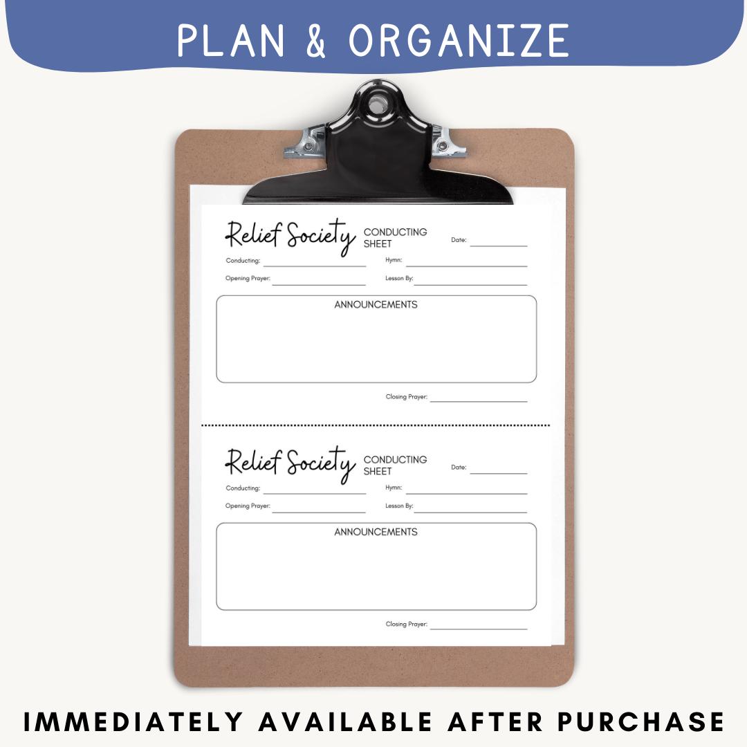 Relief Society Conducting Sheet, LDS Relief Society Conducting Outline ...